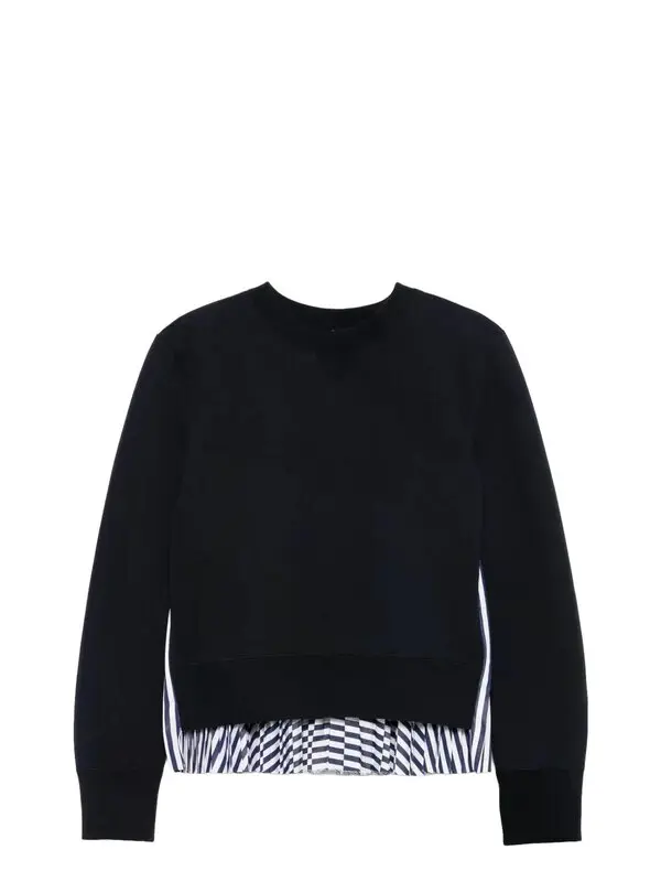 Sacai Cotton-blend Sweatshirt With Pleated Back Panel - Blue