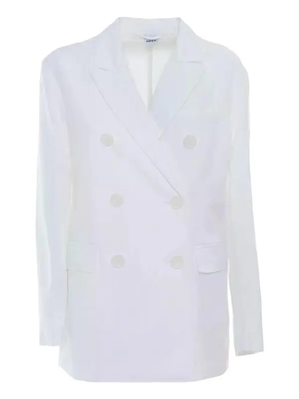 Aspesi Cotton-linen Blend Double-breasted Blazer - White