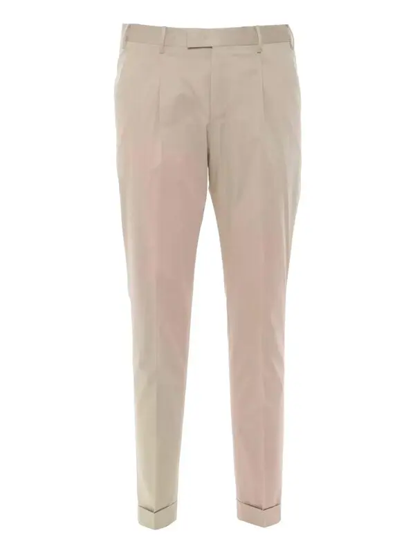 PT TORINO Pleat-detailing Turn-up Trousers - Neutrals