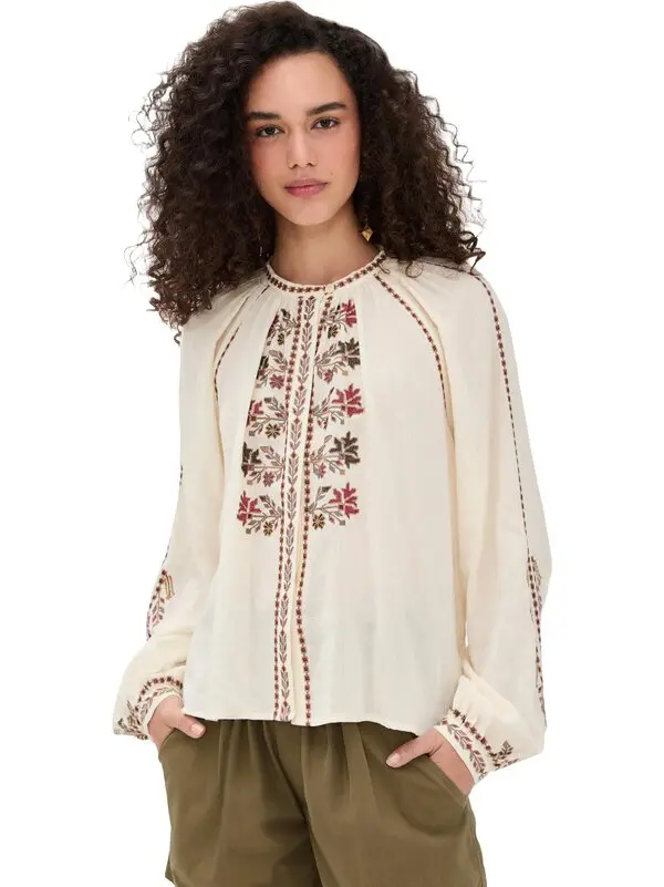 Isabel Marant Lynne Floral Embroidered Blouse - Ecru