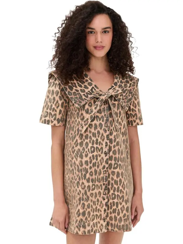 DAMSON MADDER Print Denim Mini Dress - Leopard