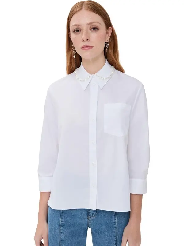 Simone Rocha Cropped Masculine Shirt - White/pearl