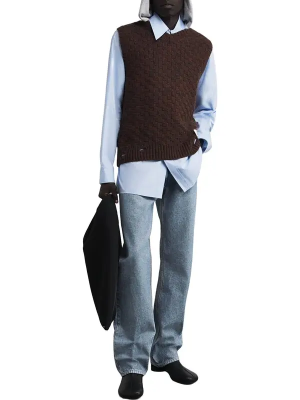 MAISON MARGIELA Virgin Wool-blend Sweater Vest - Brown