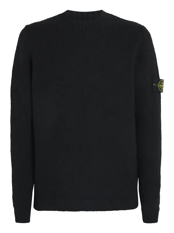 Stone Island Wool-blend Textured Sweater - Black