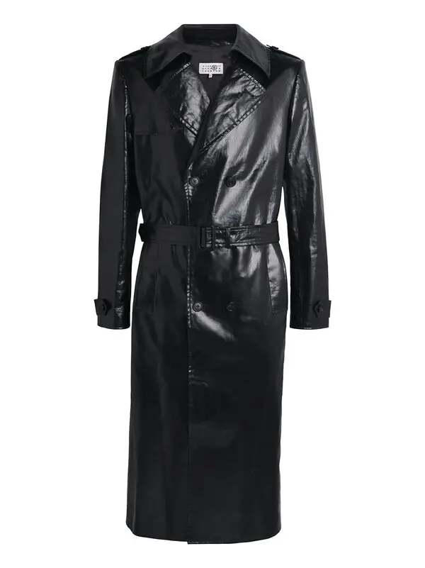 MAISON MARGIELA Linen Coated Trench Coat - Black