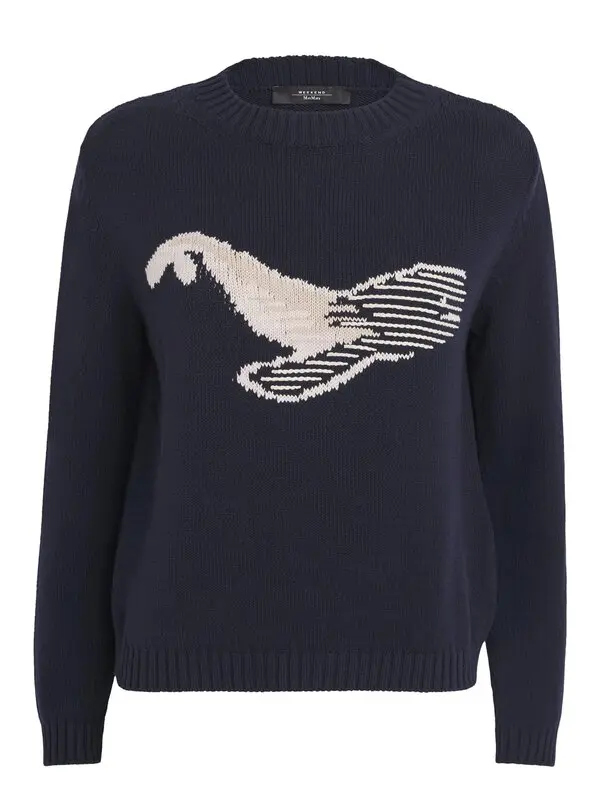 Max Mara Cotton-blend Whale-jacquard Sweater - Blue
