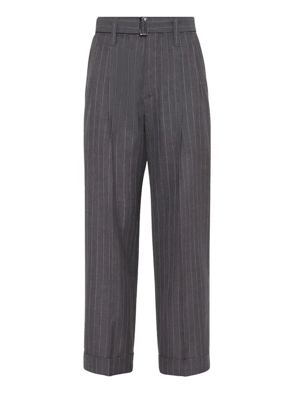 Brunello Cucinelli Virgin Wool Wide-leg Tailored Trousers - Grey