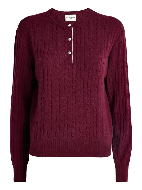 Claudie Pierlot Wool-cashmere Henley Knit Sweater - Red