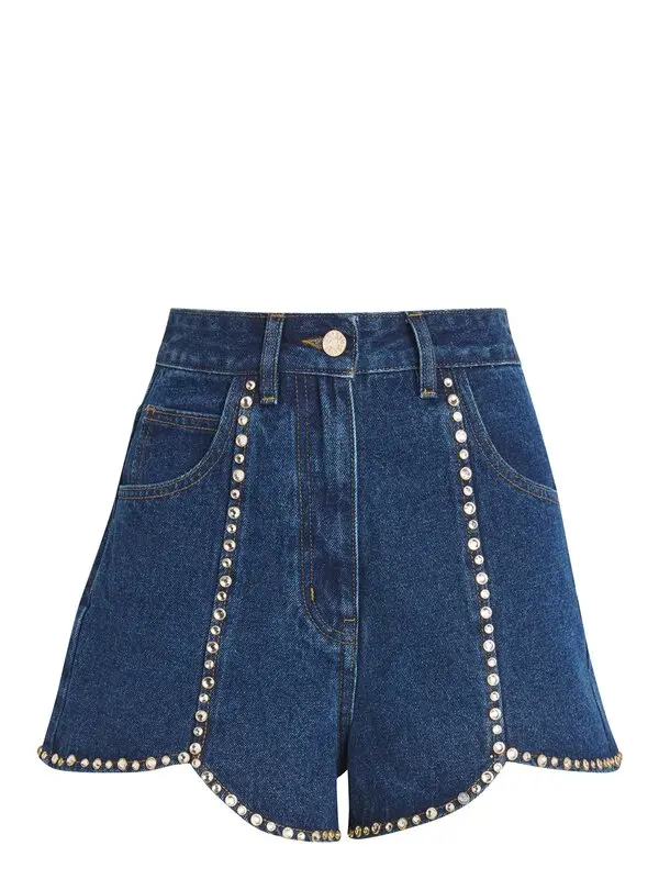 Sandro Denim Rhinestone-embellished Shorts - Blue