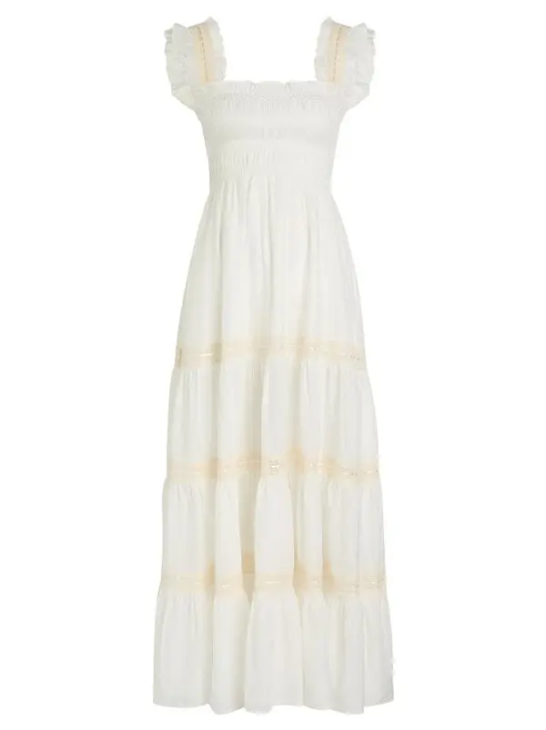 Rixo Aubrey Ruffled Cotton Midi Dress - White
