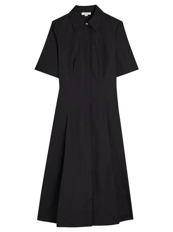 Vince Cotton-poplin Shirt Dress With Pleated Details - Black