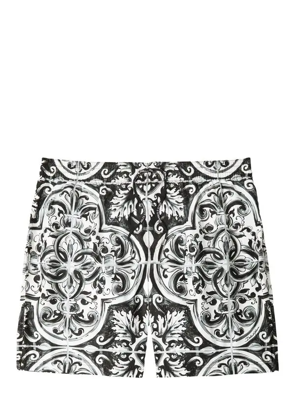 Dolce & Gabbana Printed Shell Swim Shorts - Black And White