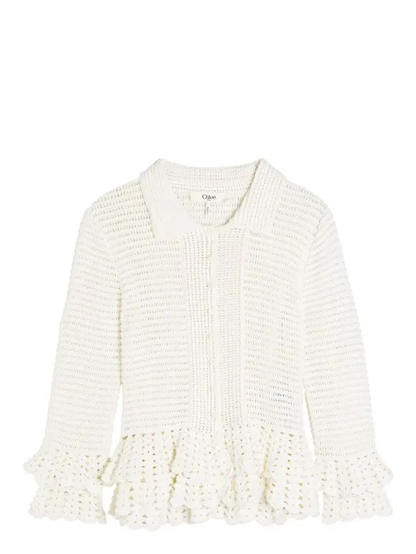 Chloé Frilled Crochet Blouse - White