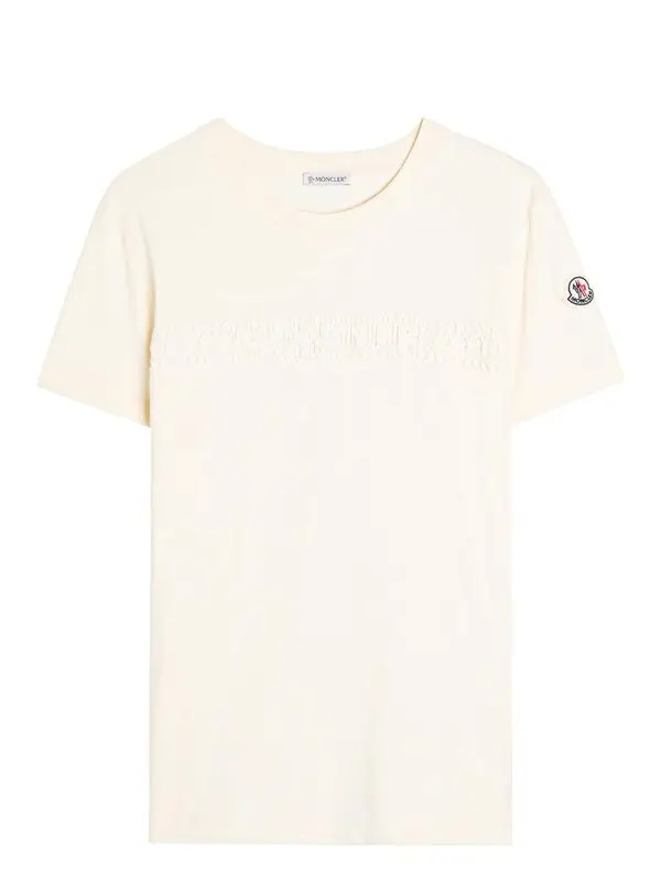 Moncler Logo-appliquéd Cotton T-shirt - Ivory