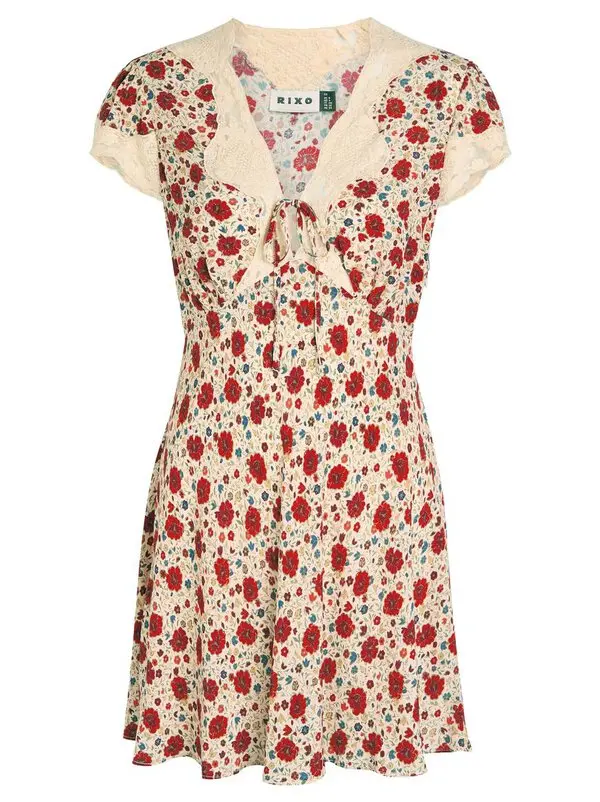 Rixo Lacie Floral-print Mini Dress - Red And White