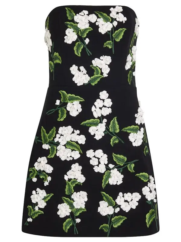 Alice + Olivia Floral-appliquéd Crepe Mini Dress - Black