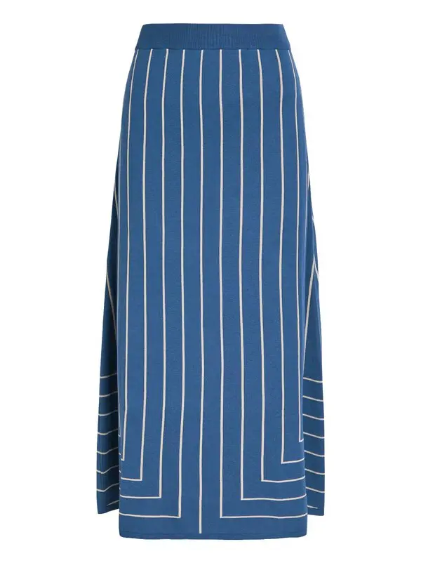 JOSEPH Striped Jacquard Stretch-knit Midi Skirt - Blue