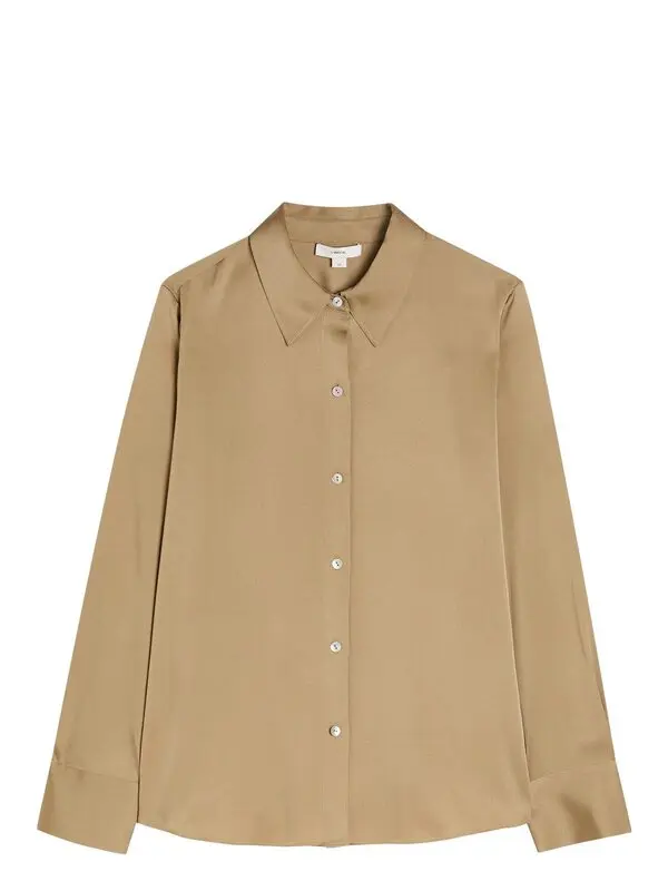 Vince Stretch Silk-blend Shirt - Beige