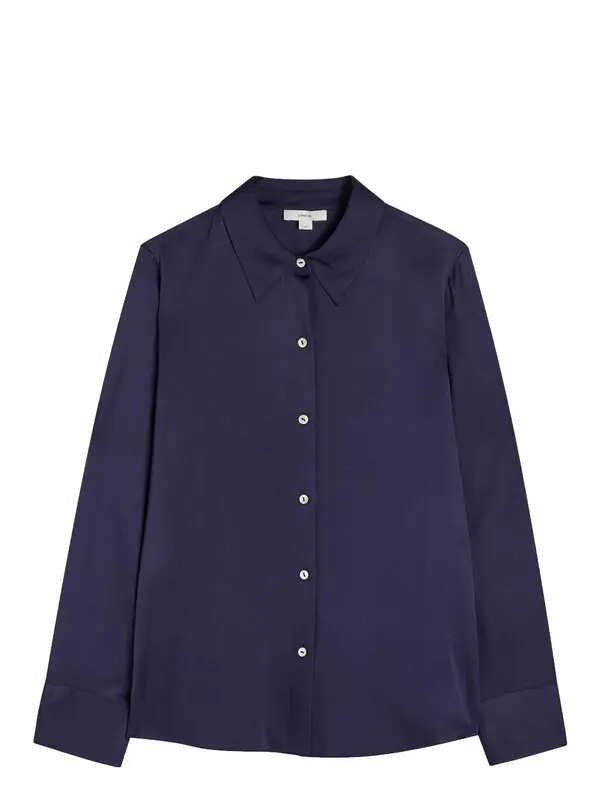 Vince Stretch Silk-blend Shirt - Navy