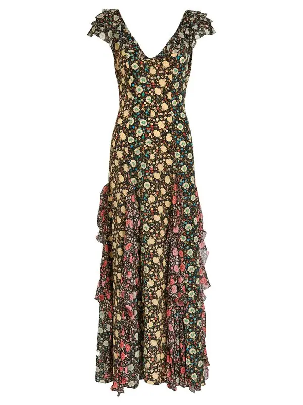 Rixo Ambika Floral-print Silk-chiffon Maxi Dress - Multicoloured