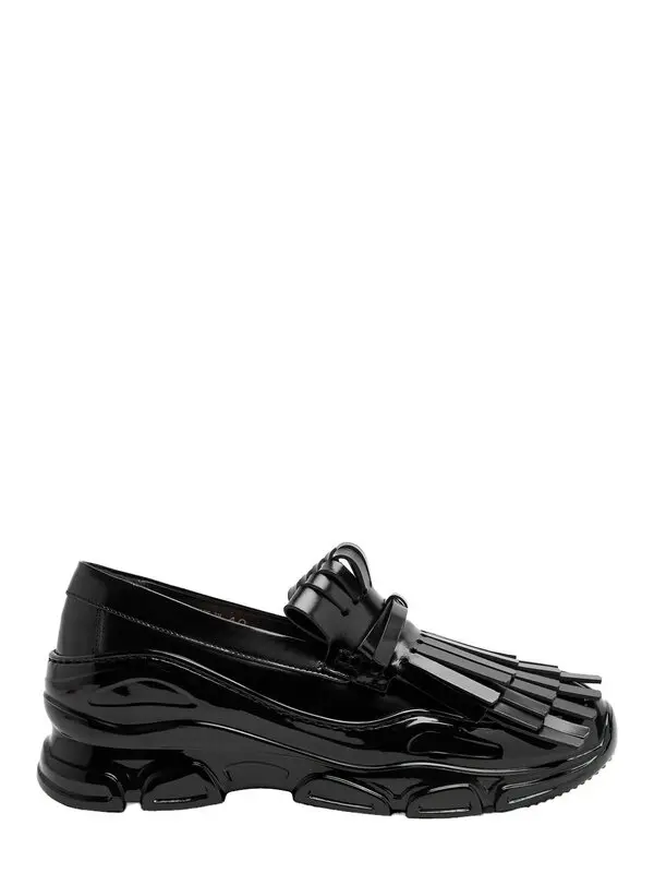 Simone Rocha Tracker Loafer Fringed Leather Sneakers - Black