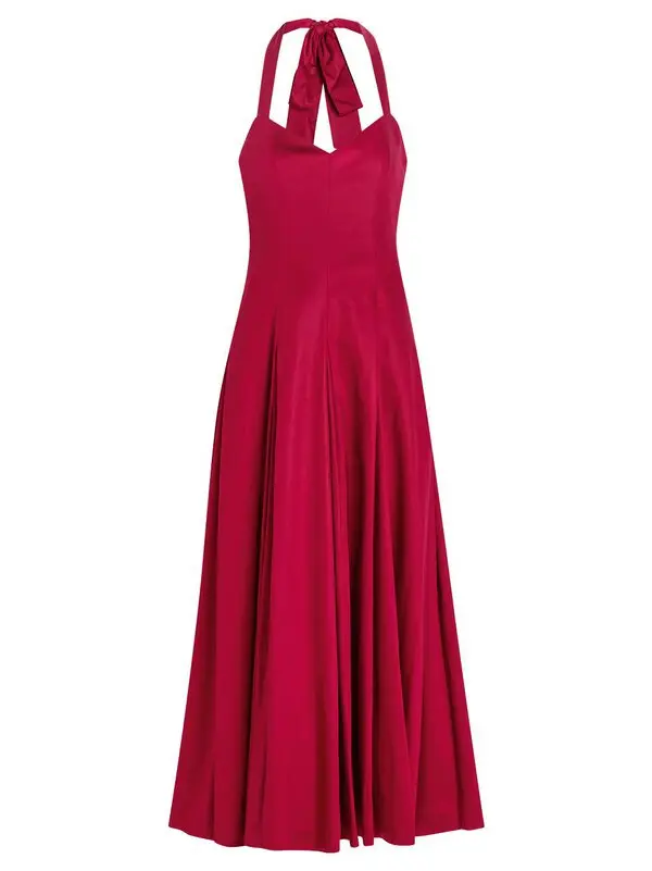 Alice + Olivia Isabelle Pleated Stretch-sateen Midi Dress - Dark Red