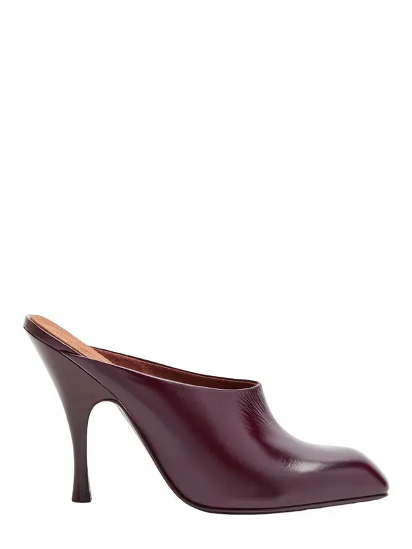 Khaite Colt 100 Glossed Leather Mules - Burgundy
