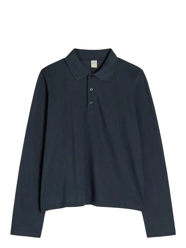 FLORE FLORE Diana Cotton Piqué Polo Shirt - Navy
