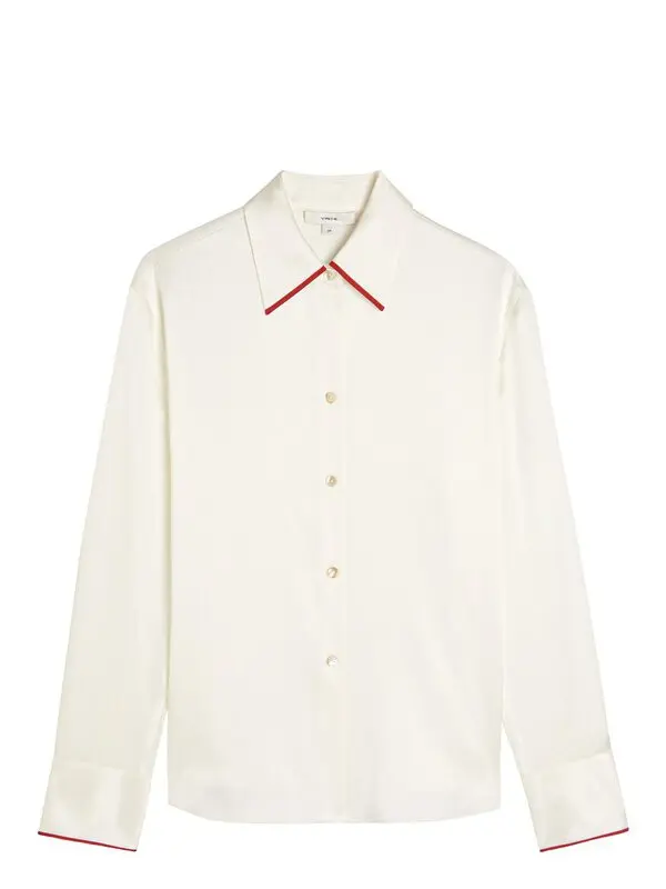 Vince Contrasting-trim Silk Shirt - White