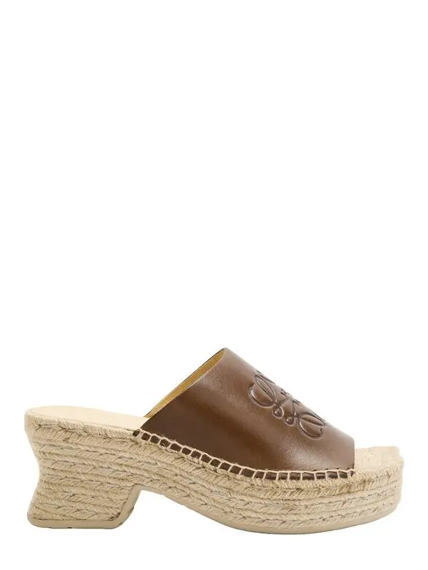 Loewe Petal 80 Espadrille Leather Slides - Brown