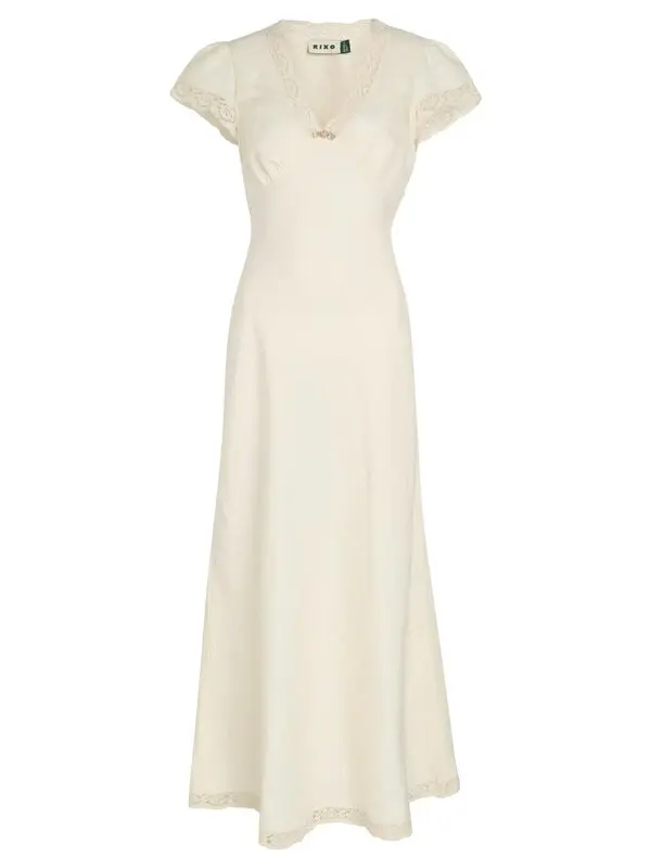 Rixo Lace-embellished Linen-blend Maxi Dress - Cream
