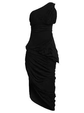 Rick Owens Midi Dress In Cotton And Cashmere - Black