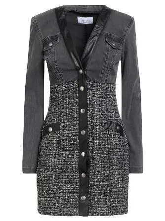 GAËLLE PARIS Tweed Denim Mini Dress - Black