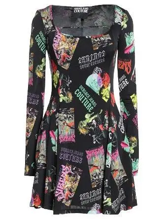 Versace Mini Dress With Cartoon Print - Black