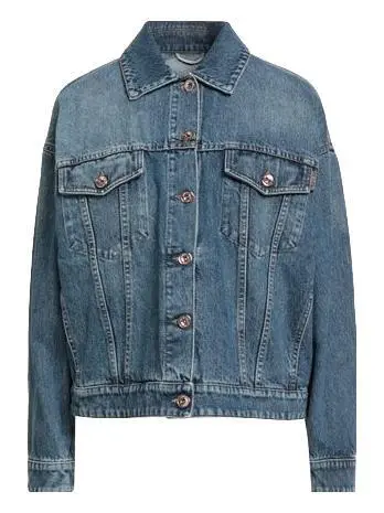 Brunello Cucinelli Denim Trucker Jacket With Brass Details - Blue