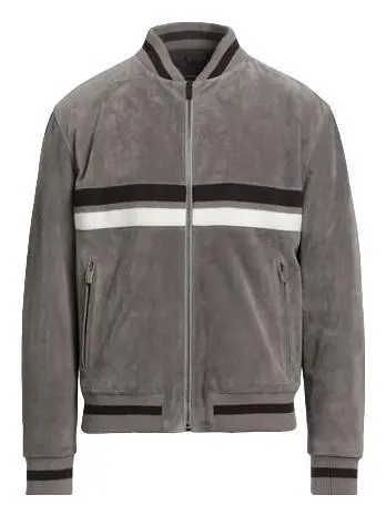 TOD'S Jacket In Cow Leather, Merino Wool, And Acrylic - Grey