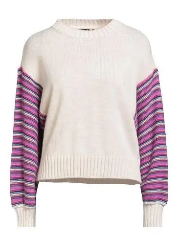 ANGELA MELE MILANO Striped Lightweight Knit Sweater With Fringes - White