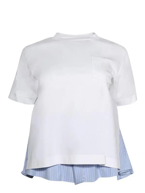 Sacai Poplin X Cotton Jersey Tee - White