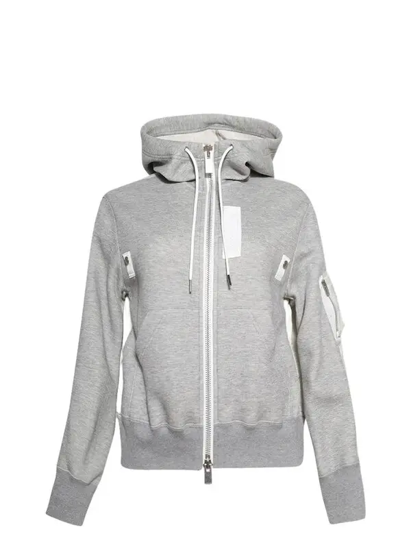 Sacai Sponge X Nylon Twill Hoodie - Grey
