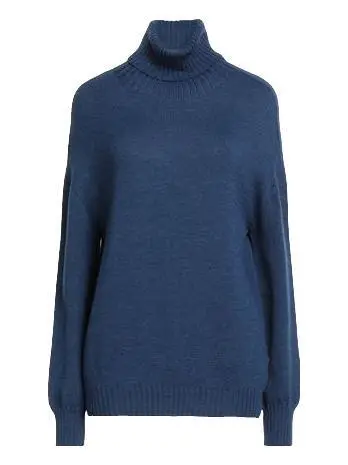 ARAGONA Turtleneck Merino Wool Top - Blue