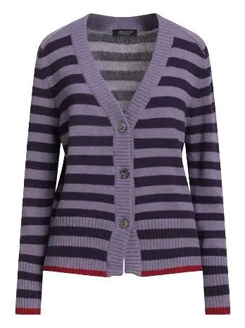 ARAGONA Striped Cashmere Cardigan - Purple
