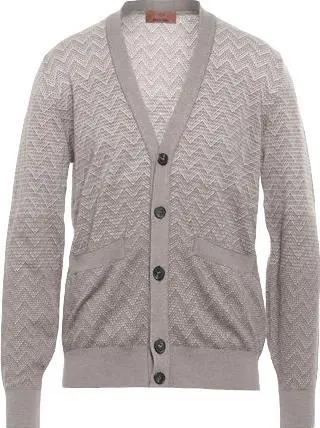 Missoni Cotton And Wool Cardigan With Signature Print - Grey