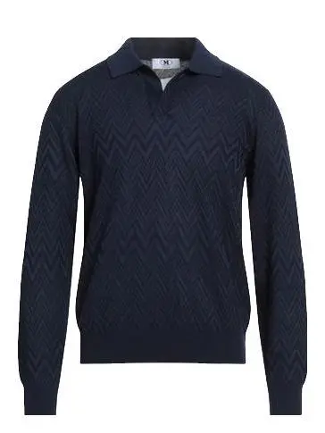 Missoni Knitted V-neck Sweater With Signature Print - Navy