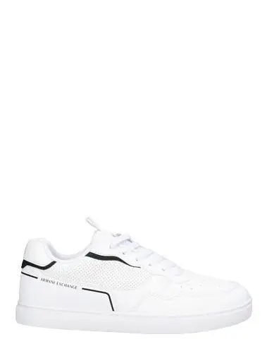 Armani Exchange Low-top Sneakers With Appliqués And Cleated Sole - White