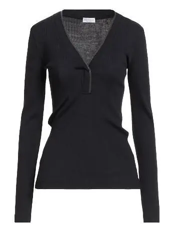 Brunello Cucinelli Top In Wool With Metallic Trim - Blue
