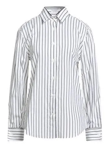 Brunello Cucinelli Striped Cotton Shirt With Embellishments - White