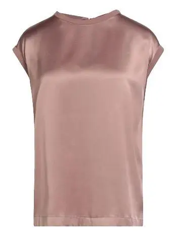 Brunello Cucinelli Top In Silk, Elastane, And Ecobrass - Beige