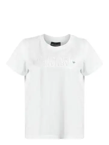 Emporio Armani Cotton Jersey T-shirt With Embroidered Logo - White