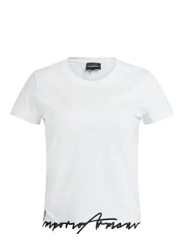 Emporio Armani Cotton Jersey T-shirt With Appliqués And Embroidered Logo - White