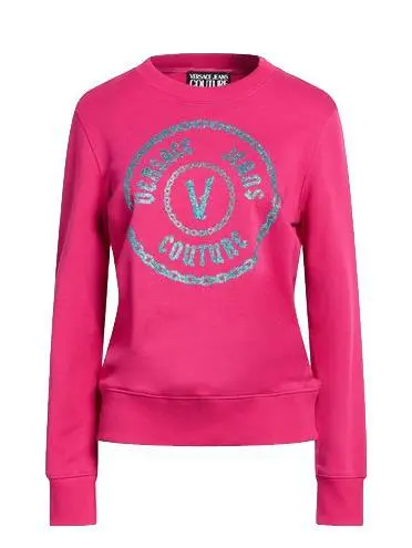 Versace Cotton Sweatshirt With Glittered Logo - Fuchsia